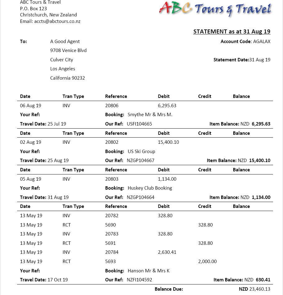 Agent - Debtor Statement Section